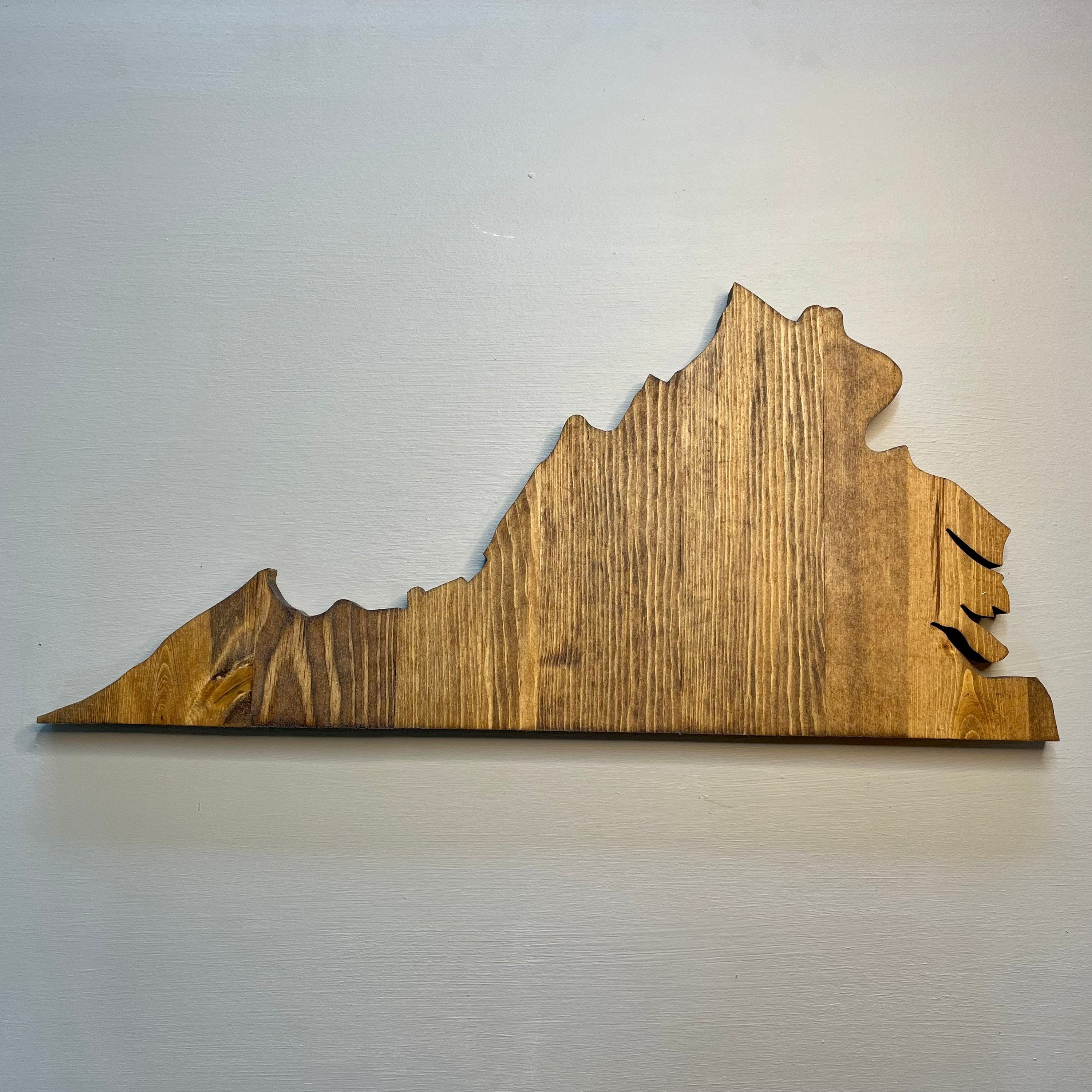 Virginia Rustic Wood State Cutout Plaque | Zink Woodworks