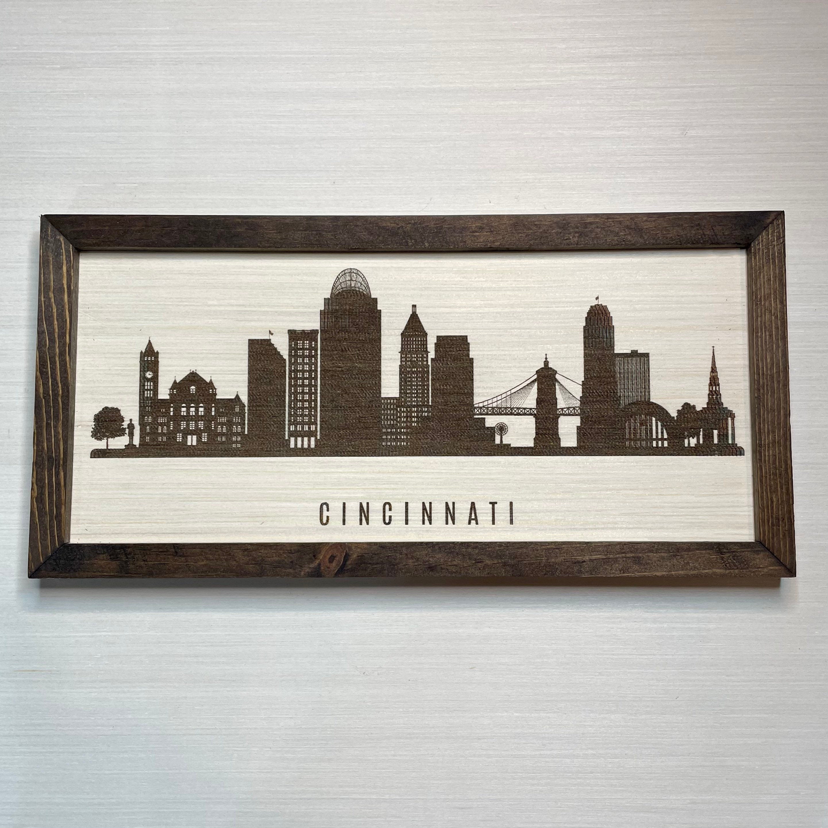 Cincinnati Skyline Laser Engraved Sign | Zink Woodworks