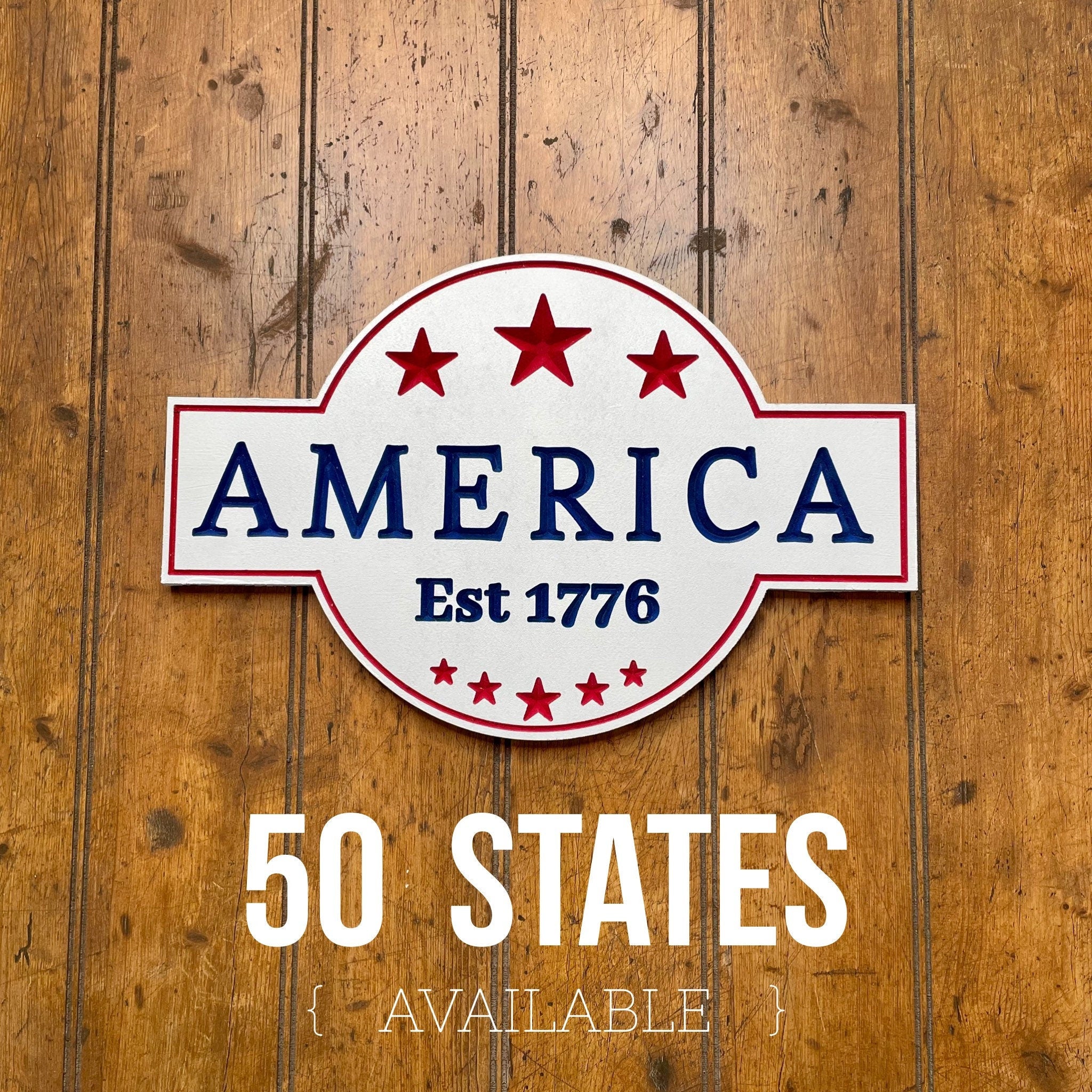 United States Wood Cutout Plaque Design | Zink Woodworks